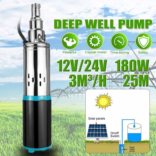 24V High Lift 25m zonne-waterpomp - 180W - Diepe bronpomp - DC ...