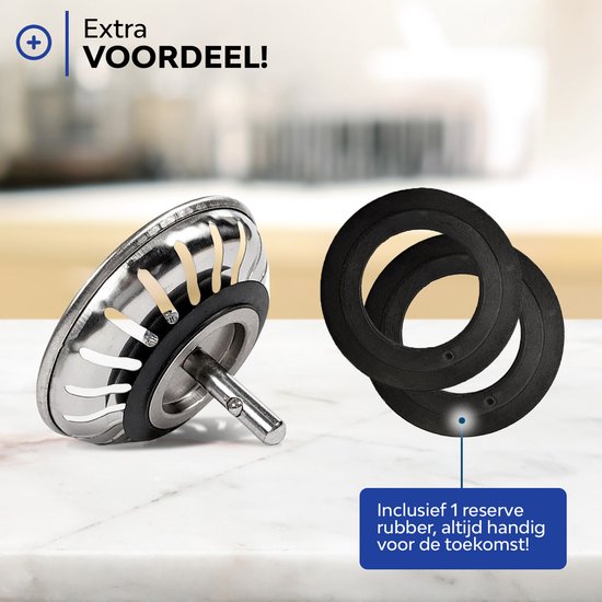 Afvoerplug RVS voor Spoelbak Keuken - Gootsteenstop voor Afvoer Wasbak ...