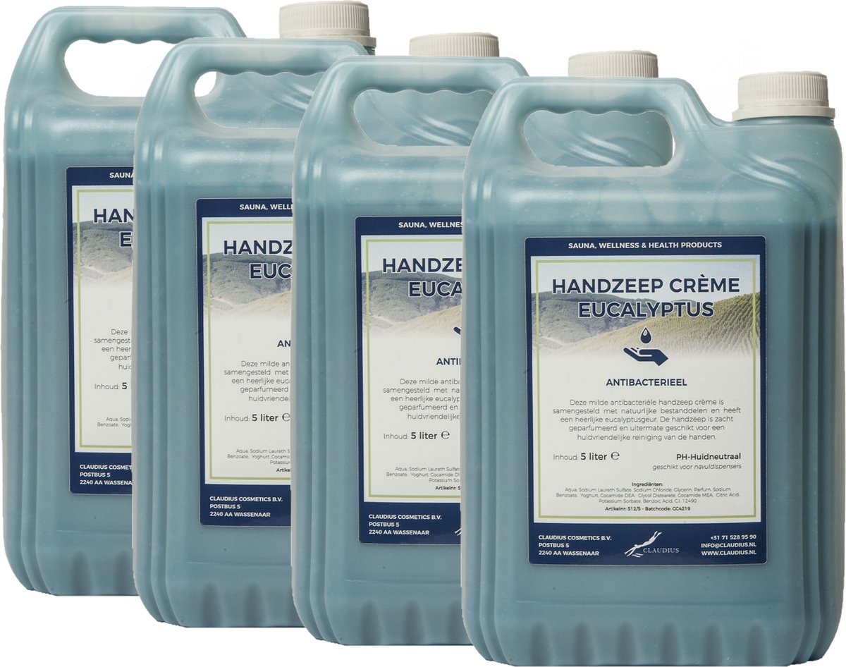 Vloeibare handzeep Crème Eucalyptus 5 liter - set van 4 stuks | bol.com