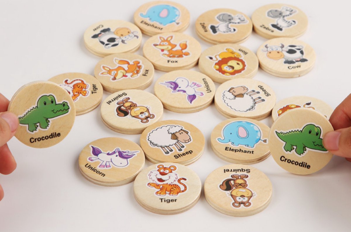 Houten memory spel - 20 delig - Memory spelletjes vanaf 3 jaar - Houten ...