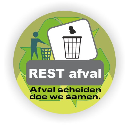 Restafval afvalbak recycling symbool sticker. | bol