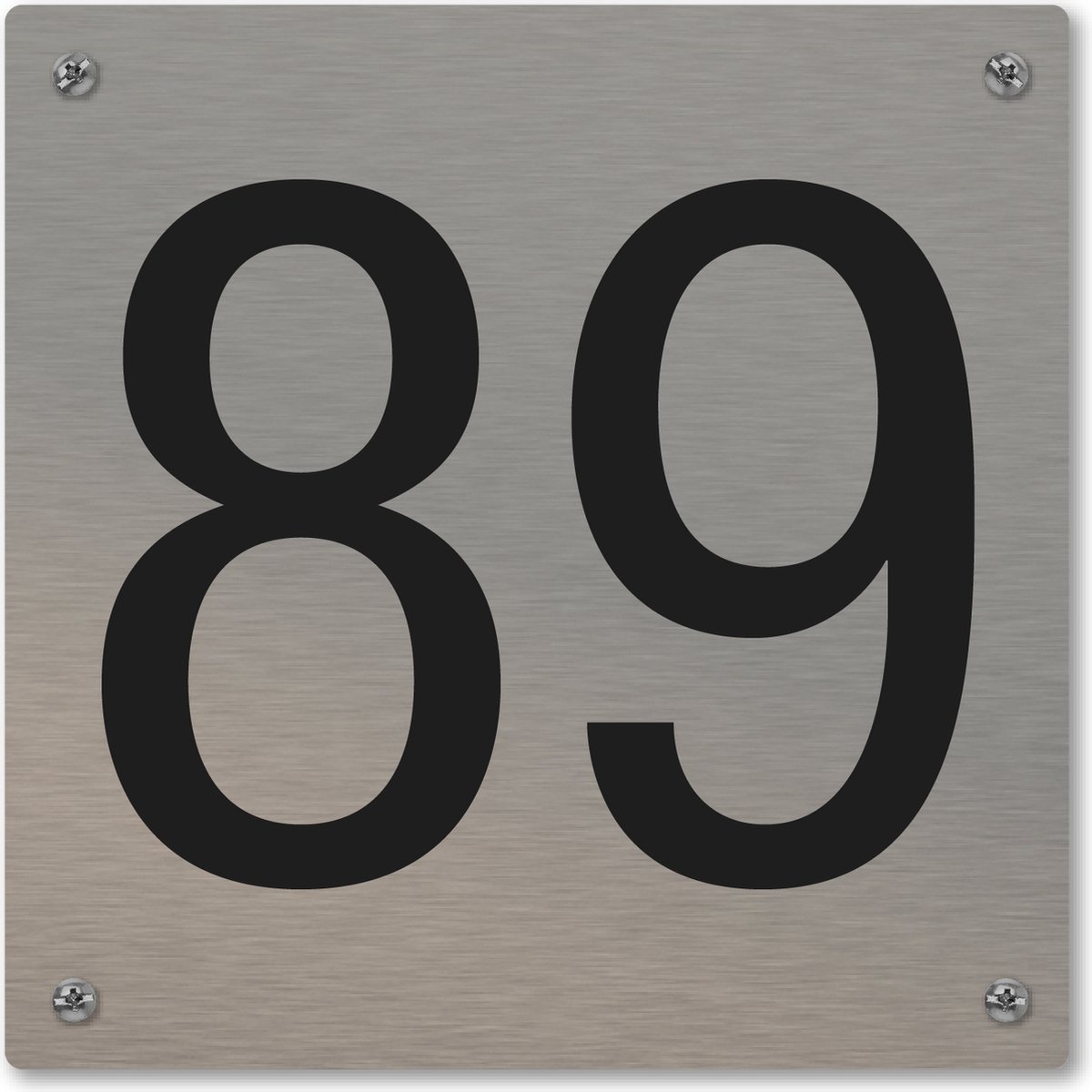 Huisnummerbord - huisnummer 89 - voordeur - 12 x 12 cm - rvs look ...