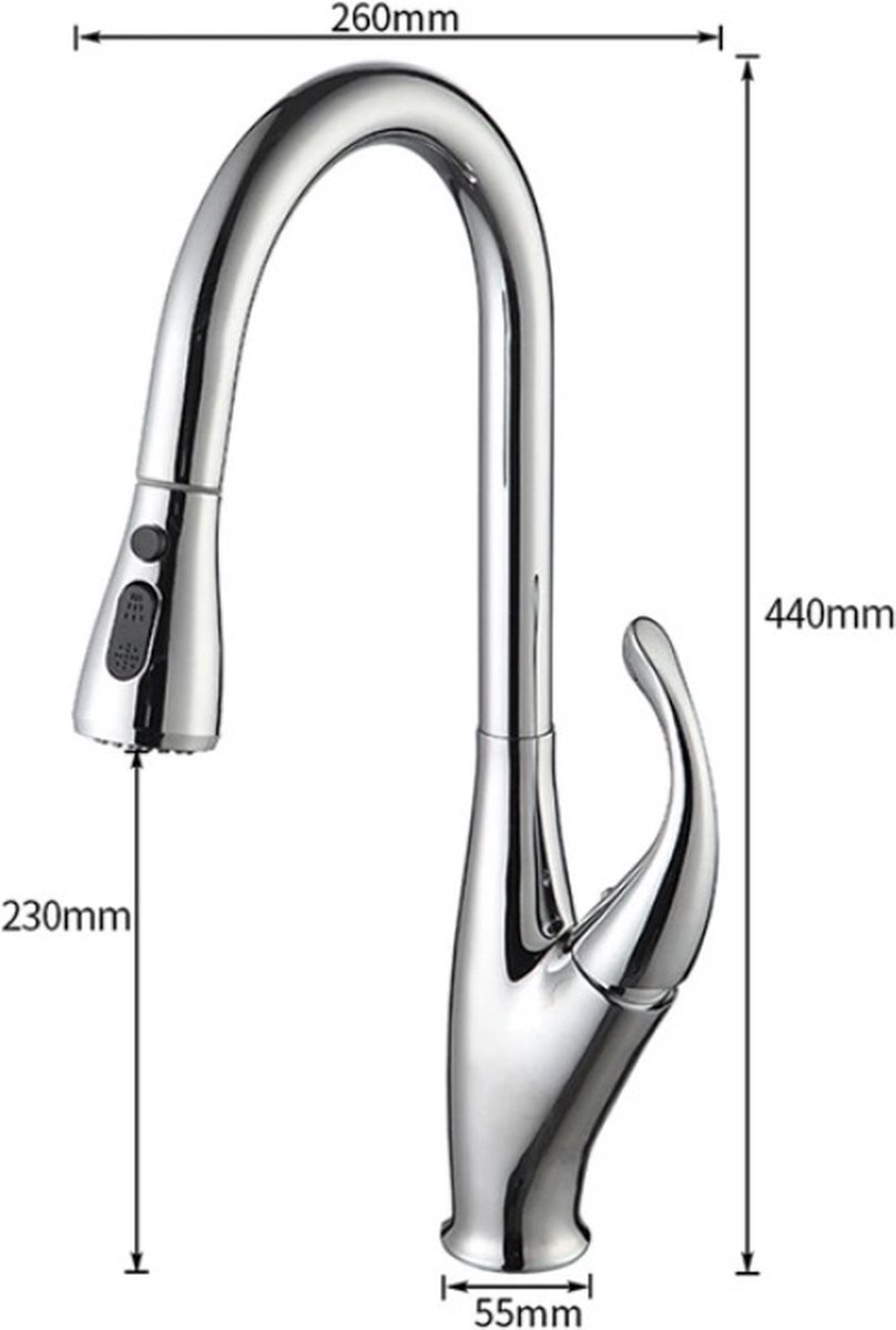 Keukenkraan met uittrekbare sproeikop CHROOM Divos OMNITAIR | bol.com