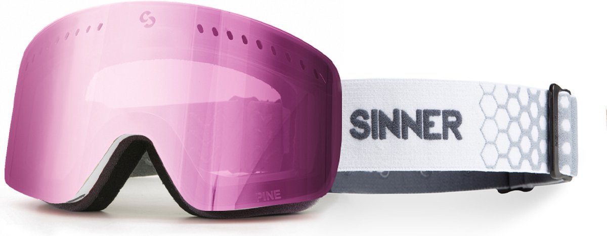SINNER Pine Skibril - Wit frame + Roze lens | bol.com