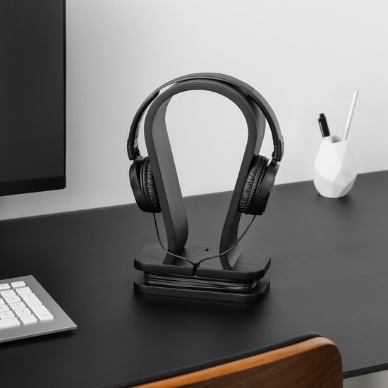 Navaris Support de casque universel en bois avec support de câble ...