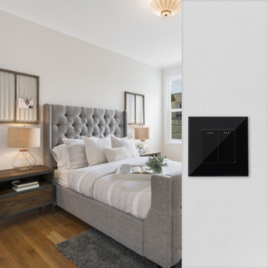 Navaris dubbele lichtschakelaar voor wand - Lichtknop van glas ...