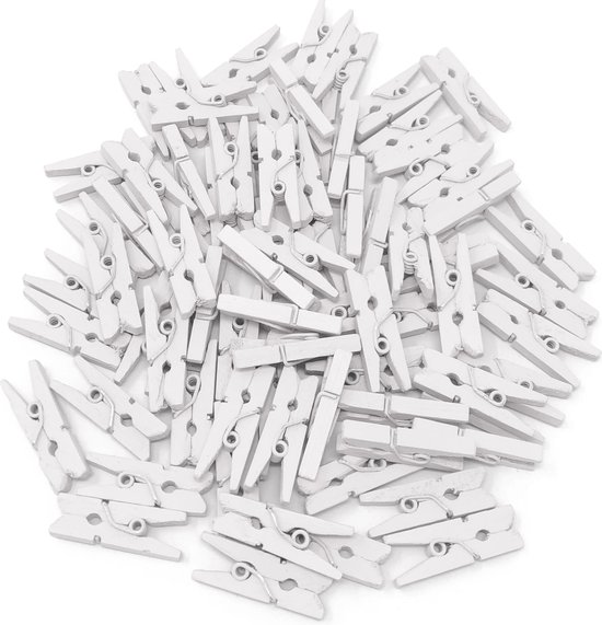 Premium - Witte Kleine houten mini knijpers - 50 STUKS - Wit ...
