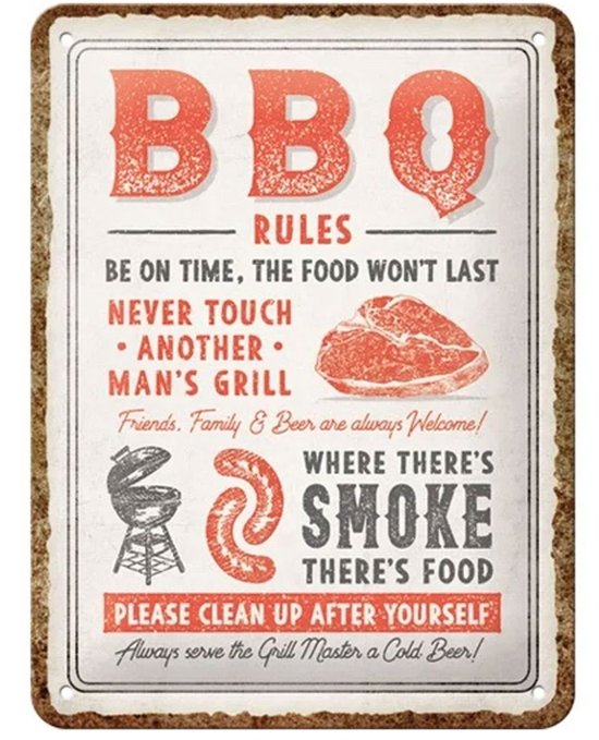 Metalen Bord 15 x 20 cm BBQ Rules | bol