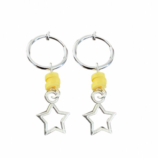 Klem oorbellen-Geel-Ster-geen gaatje-Charme Bijoux | bol