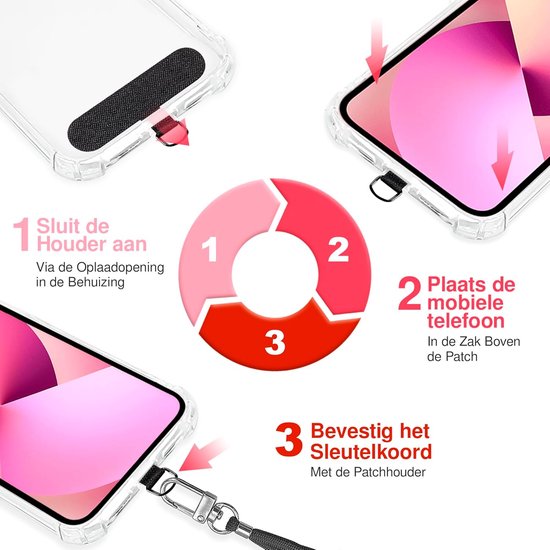 Telefoonkord Universeel voor Mobiele Telefoon - Zwart - Telefoonhouder ...