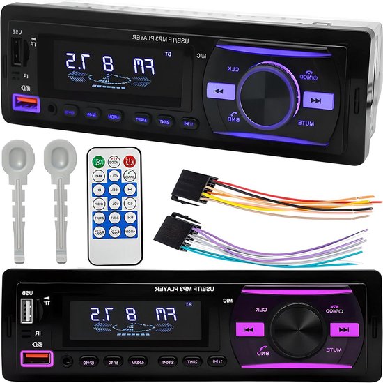 Bluetooth Car Radio with Hands-Free System, Remote Control, and RGB ...