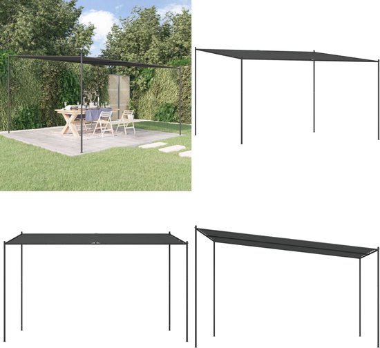 vidaXL Prieel 4x4 m 180 g/m² stof en staal antracietkleurig - Prieel - Prielen - Tuin... | bol