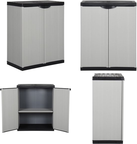 vidaXL Tuinkast met 1 schap 68x40x85 cm grijs en zwart - Tuinkast ...