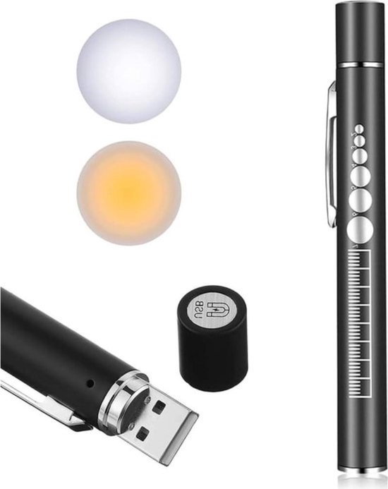 Medische Pen Light Torch USB Opladen Dual LED Diagnostische Penlight ...