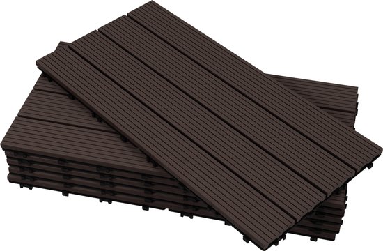 Terrastegels - 30 Stuks - 5 m² - WPC Composiet Kunststof - 60x30cm - 4 strepen -... | bol
