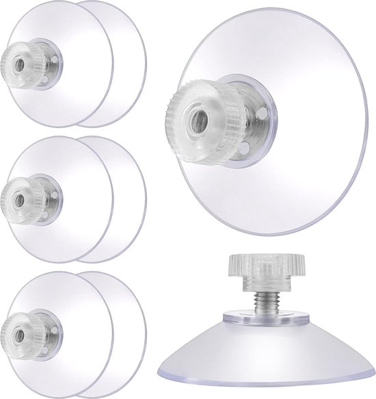 Zuignappen 40 mm - set van 8 transparante plastic zuignappen met metalen schroefmoer -... | bol