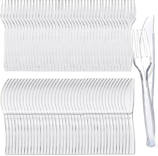 Herbruikbaar Plastic Party Bestek - 200 Stuks Vorken en Messen ...