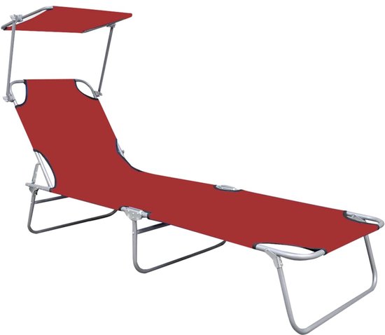 vidaXL Ligbed met luifel - Inklapbaar - Aluminium - Rood Ligbed ...