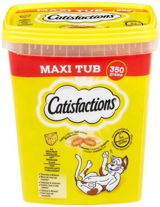 2x Catisfactions - Kattensnack met Kaas - Maxi Tub - 350g | bol