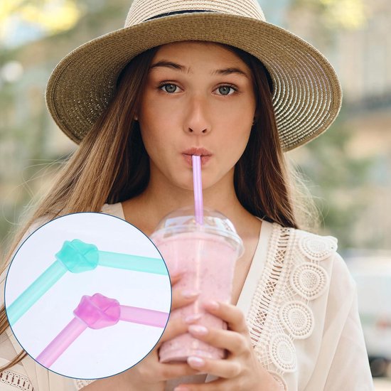 Siliconen rietjes set voor bubble tea-rietjes en cocktails ...