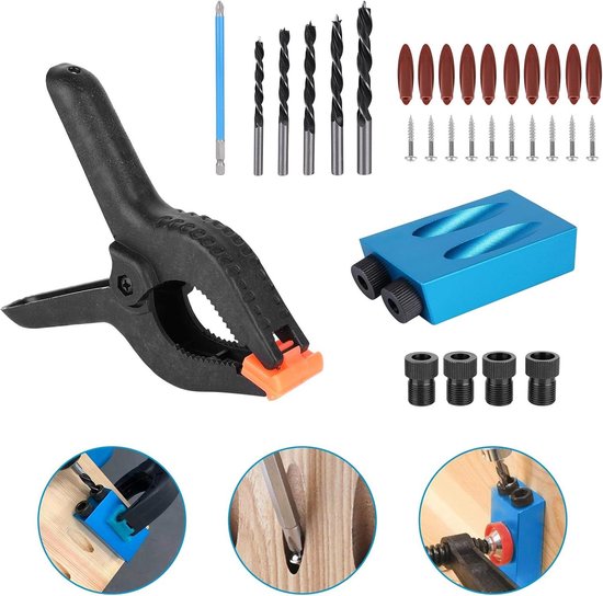 Boormal Kit Pocket Hole Jig Deuvelboor Schrijnwerk Kit Joint Angle Tool ...