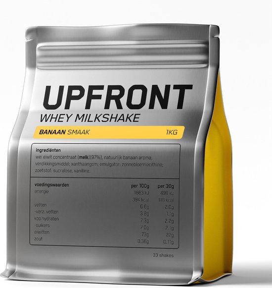 Upfront Whey Milkshake Eiwitpoeder Banaan - 24g eiwit per shake - 1000g ...