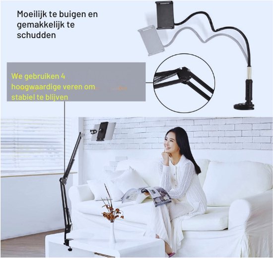 Tabletstandaard voor Bed – Tablethouder 360 Graden Draaibaar, Stabiele ...