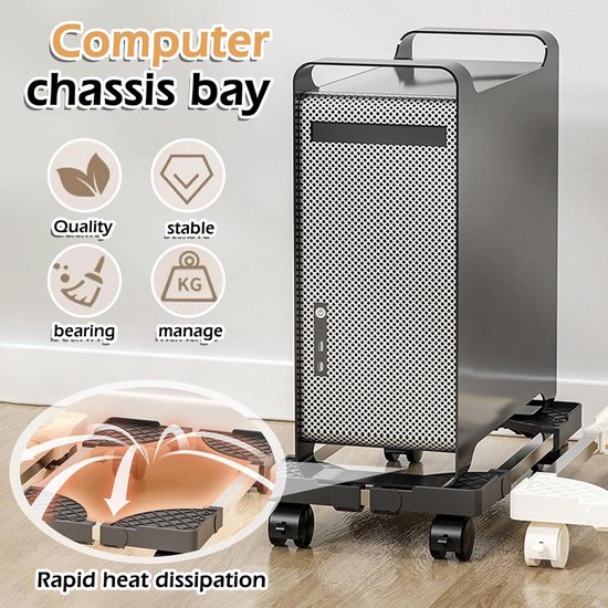 CPU-standaard met 4 wielen voor onder bureau - Universeel instelbare ...