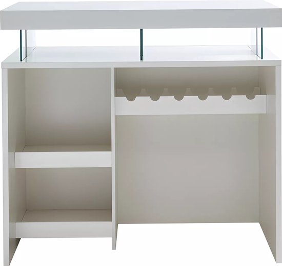Vente-unique Barmeubel FABIO - Mdf witgelakt - met ledverlichting | bol