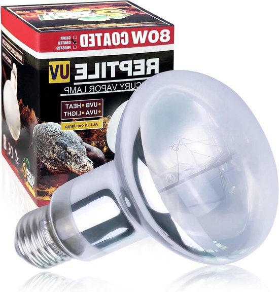 UVA UVB Warmtelamp Terrarium - 80 W, voor reptielen - D3 UV Basking ...
