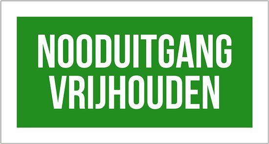 Pictogram/ bord | "Nooduitgang vrijhouden" | 30 x 15 cm | SOS ...