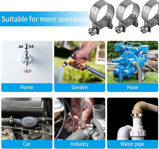 Slangklem, 10 Stks RVS Assortiment Mini Brandstofleiding Klem T-Bolt ...