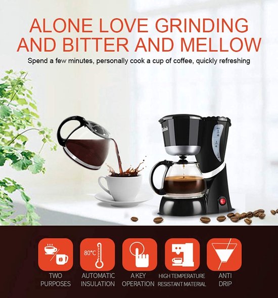 Portable Coffee Machine, Fully Automatic Filter Coffee Machine, Anti ...