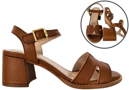 Stravers- Comfortabele Bruine Sandaal Met Blokhak Maat 35 Kleine Maten ...