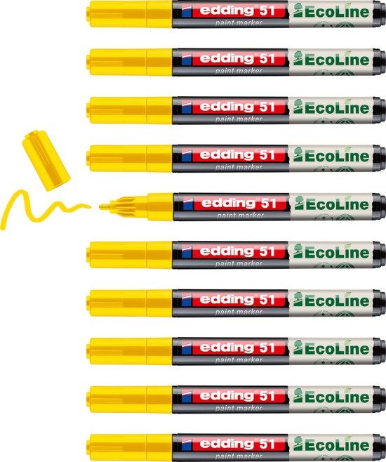 edding 51 EcoLine lakmarker op waterbasis geel 10 stuks - ronde punt 1 ...