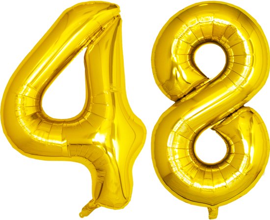 Folie Ballon Cijfer 48 Jaar Goud Verjaardag Versiering Helium Cijfer ...