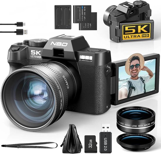 NBD S100 - Compact Digitale Camera - 4K 48MP Camera met 180° Flip | bol