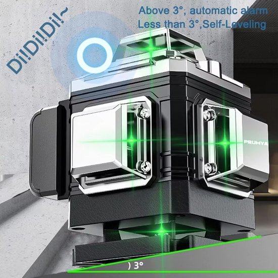 4D 16 lijn Kruislijnlaser - Zelfnivellerende 360° Graden Groene laser ...