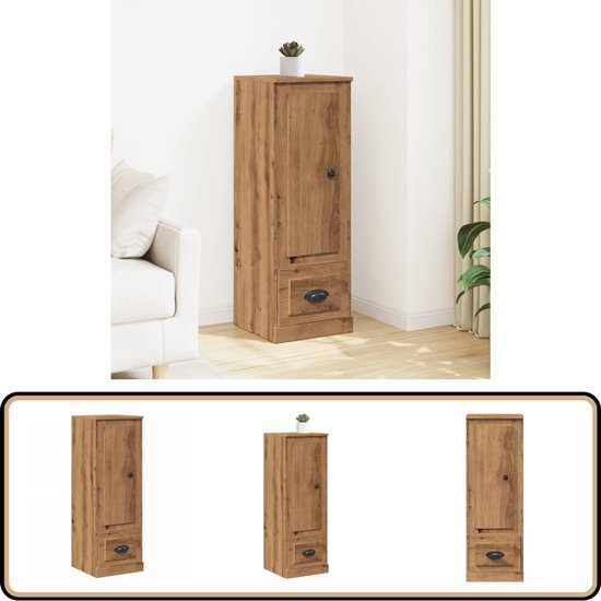 vidaXL Hoge Kast - 36x35,5x103,5 cm - Artisanaal Eiken Hoge Kast ...