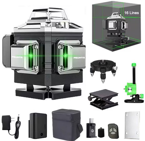 4D 16 lijn Kruislijnlaser - Zelfnivellerende 360° Graden Groene laser ...