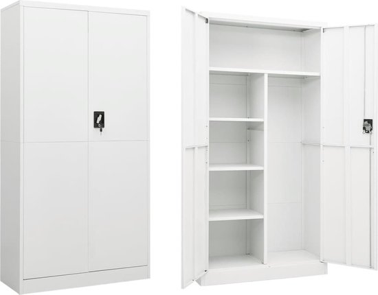 vidaXL Lockerkast 90x40x180 cm staal wit Lockerkast - Industriële Stijl ...