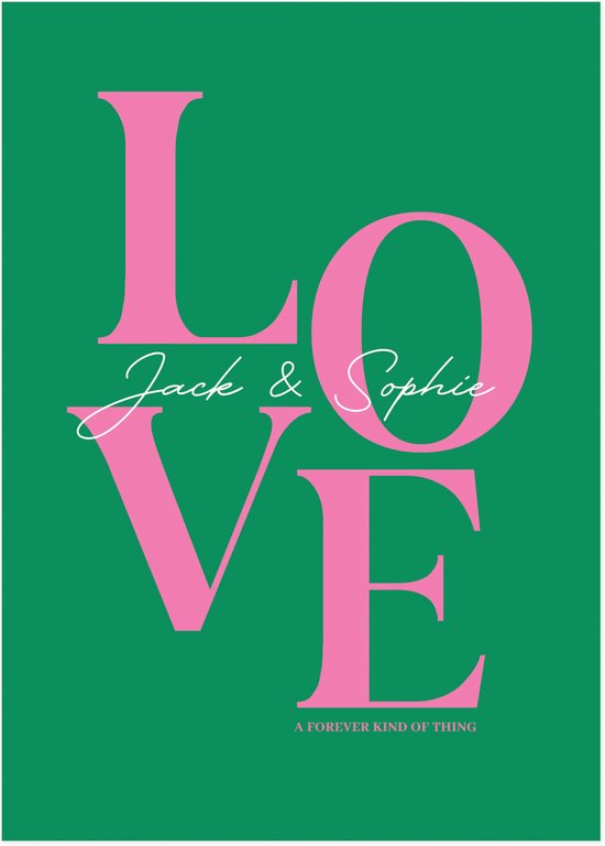 Gepersonaliseerde Love in Letters Green Poster - Wallified - Tekst ...
