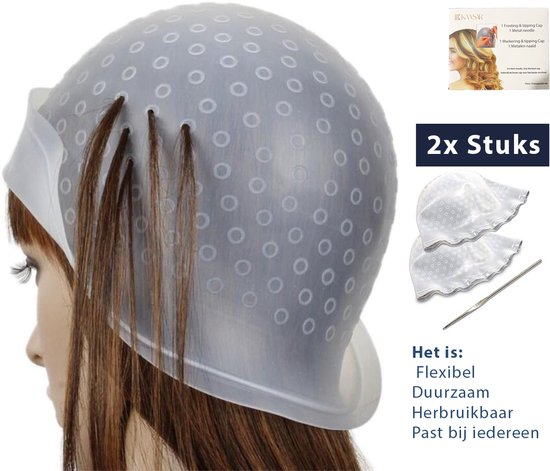 Haar Highlighting cap 2 Stuks – Blondeermuts – Haar kleuring – Magicap ...