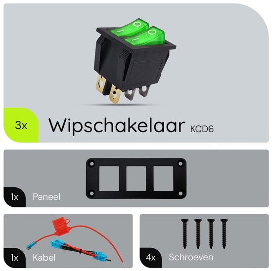 ProRide Wipschakelaar ON-OFF KCD6 - 3 Polig - 250V/16A - Inbouwpaneel 3 ...