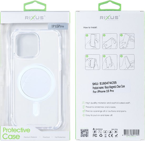 Rixus Anti-Burst Case With MagSafe For iPhone 15 Pro Transparent | bol