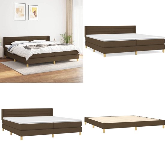 vidaXL Boxspring met matras stof donkerbruin 200x200 cm - Boxspring ...