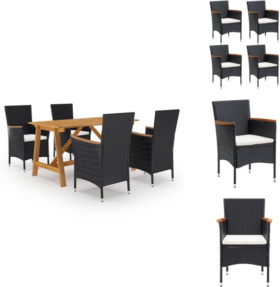 vidaXL Tuinset - Tuinsets - Eetset - Eetsets - 5-delige Tuinset zwart | bol