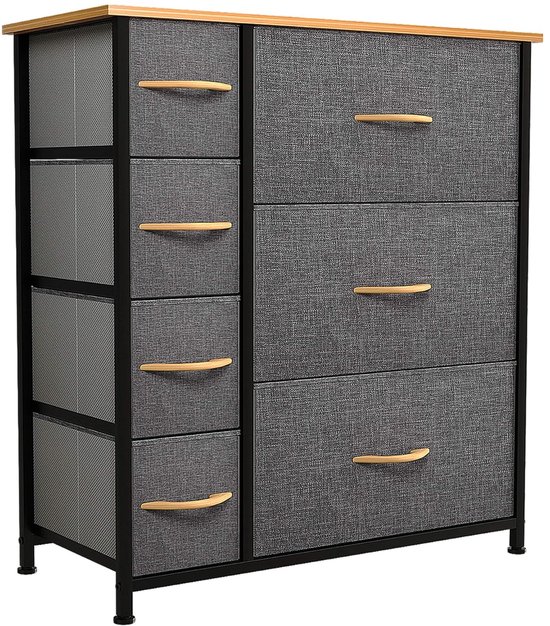 TRANKIELO® - Industriële Stijl Commode met 7 Laden – Donkergrijze ...