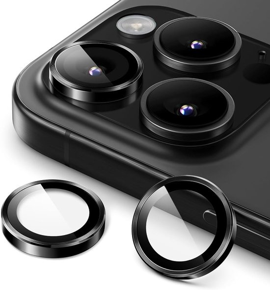 Apple iPhone 16 Pro en 16 Pro Max - Camera lens protector - Zwart | bol
