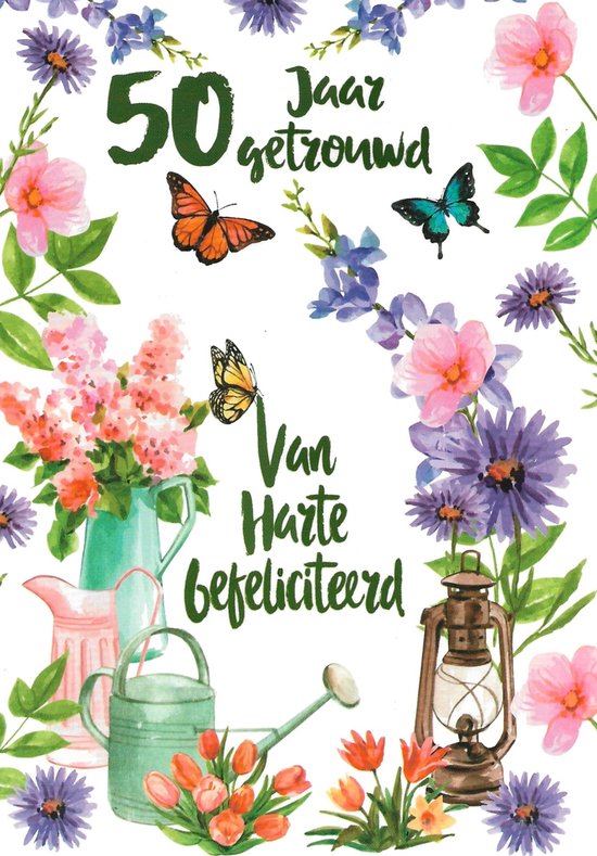 Wenskaart | 10 stuks | 50 jaar getrouwd, van harte gefeliciteerd | bol